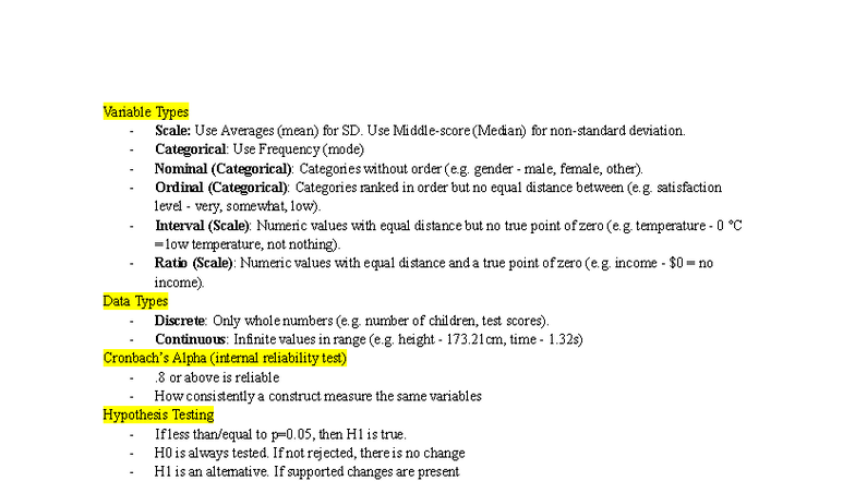MKTG2113 Exam Notes: Understanding Variable Types and Hypothesis ...