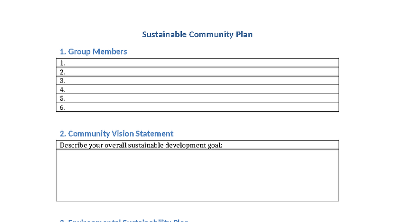 Sustainable Community Plan: Strategies for Environmental, Economic, and ...