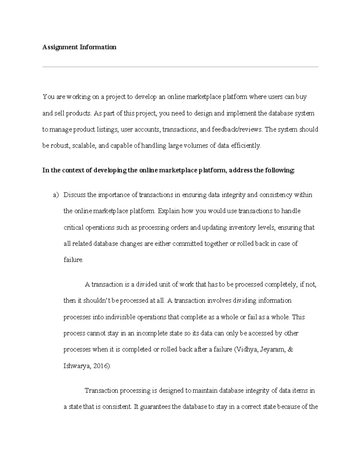 Programming Assignment 7: Database Management for Online Marketplace - Studocu