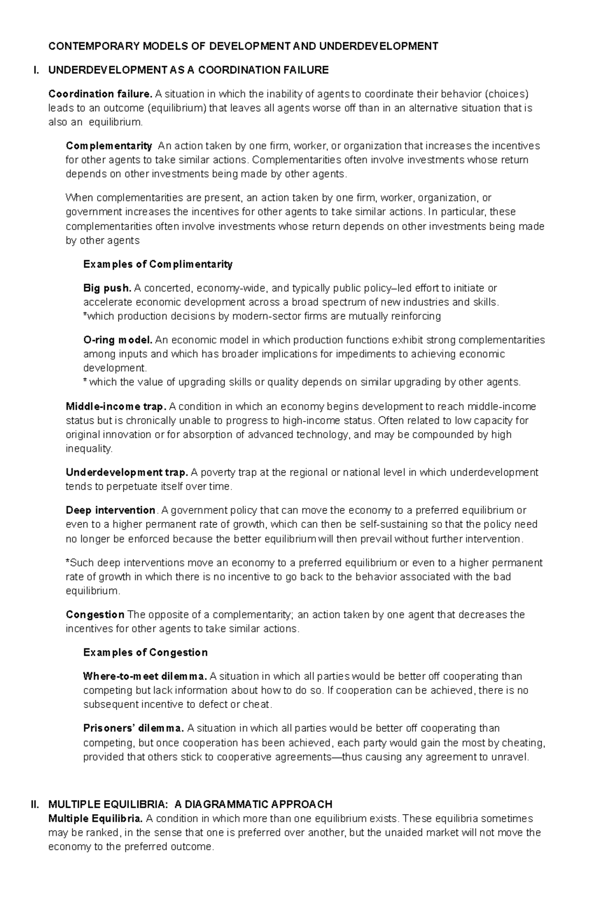 Contemporary Models of Development & Underdevelopment Analysis - Studocu