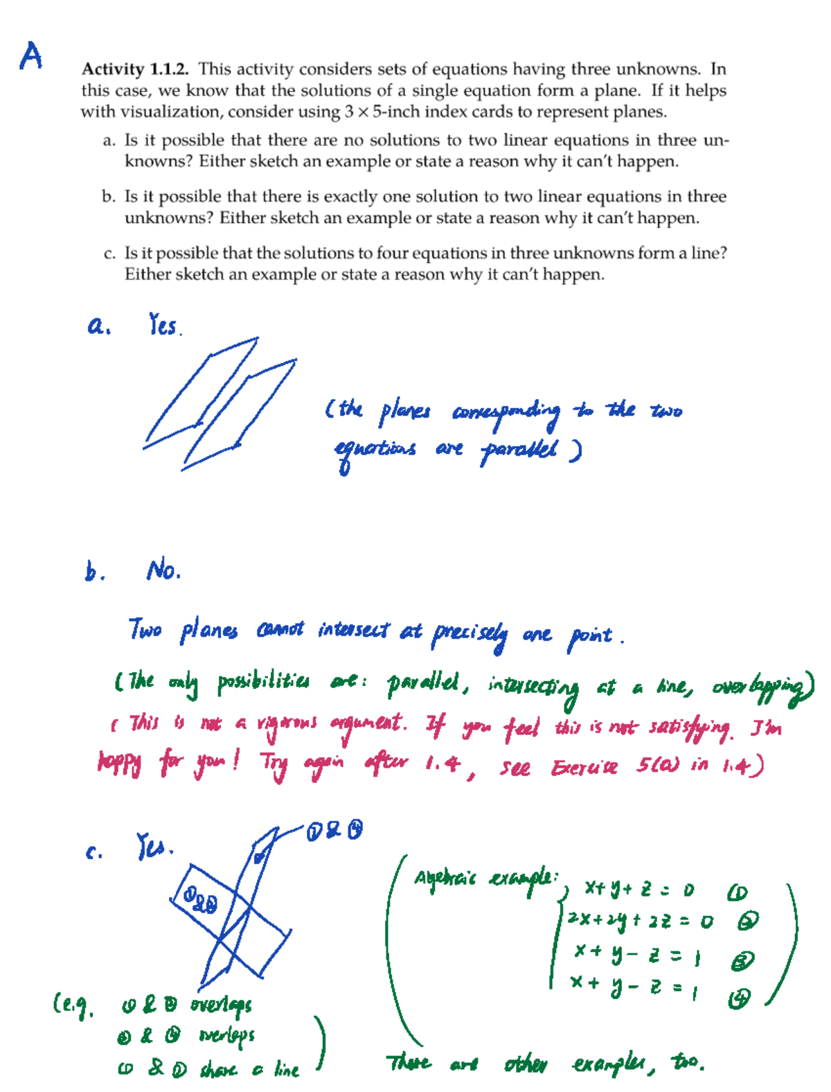 Linear Algebra (MATH 201): Infinite and Unique Solutions Analysis - Studocu