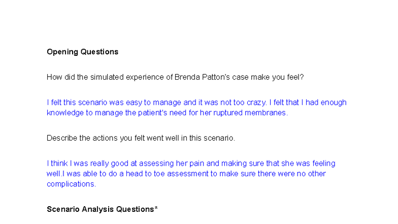 Brenda Patton Case Study Reflection: EBP & Nursing Actions - Studocu