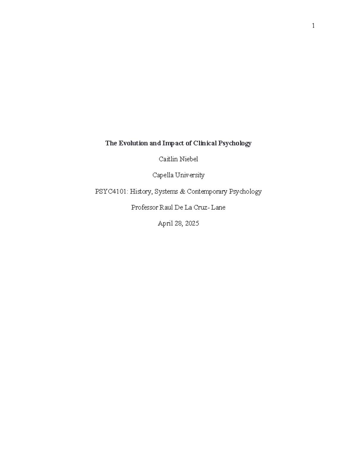 PSYC4101: The Evolution and Impact of Clinical Psychology Essay - Studocu