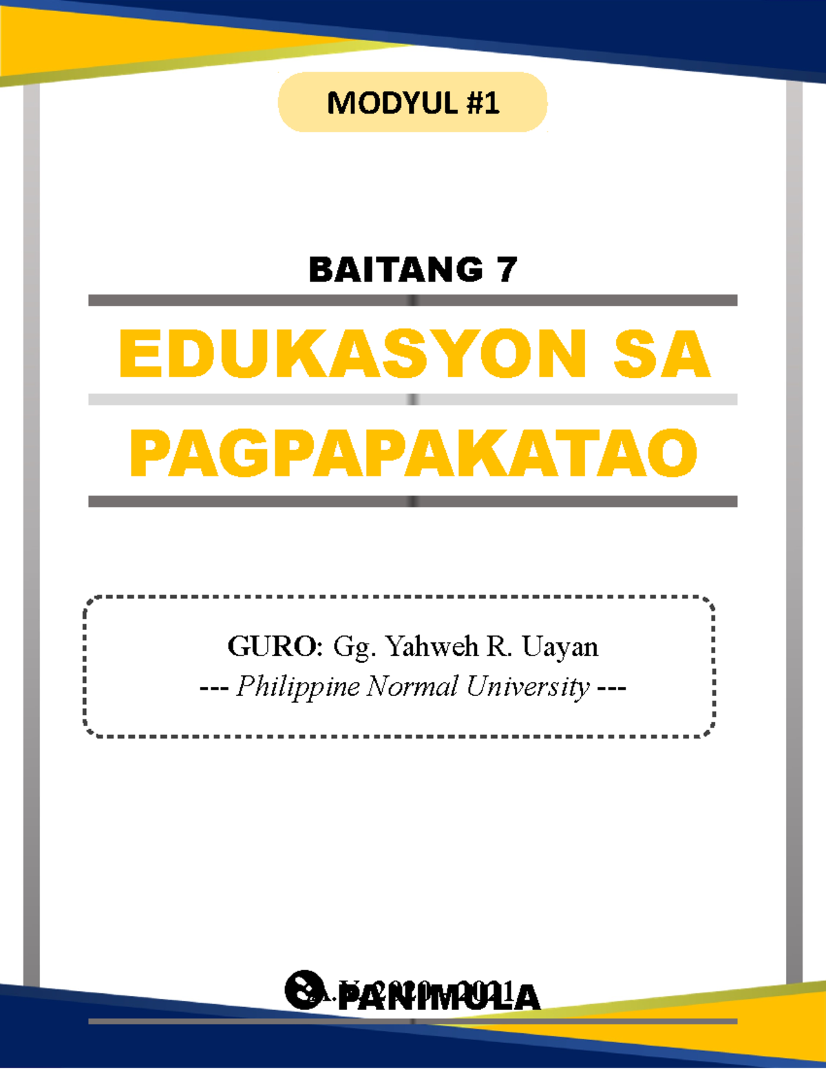 EDU 101: Module Template Sample for Baitang 7 Curriculum - Studocu