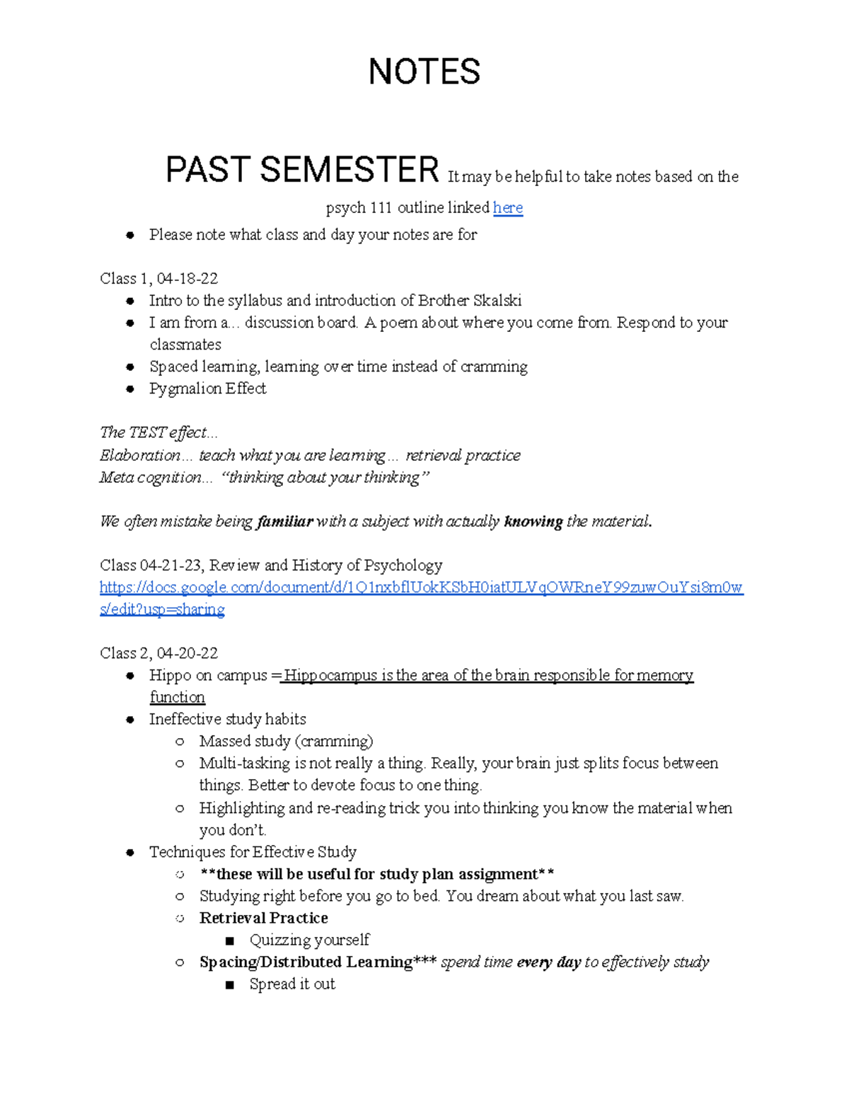 PSYCH111 Study Guide: Key Concepts in Psychology and Study Techniques ...