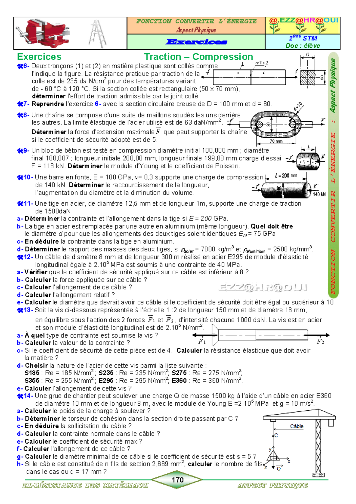 FONCTION CONVERTIR: Exercices de Traction et Compression - 2ème STM - Studocu