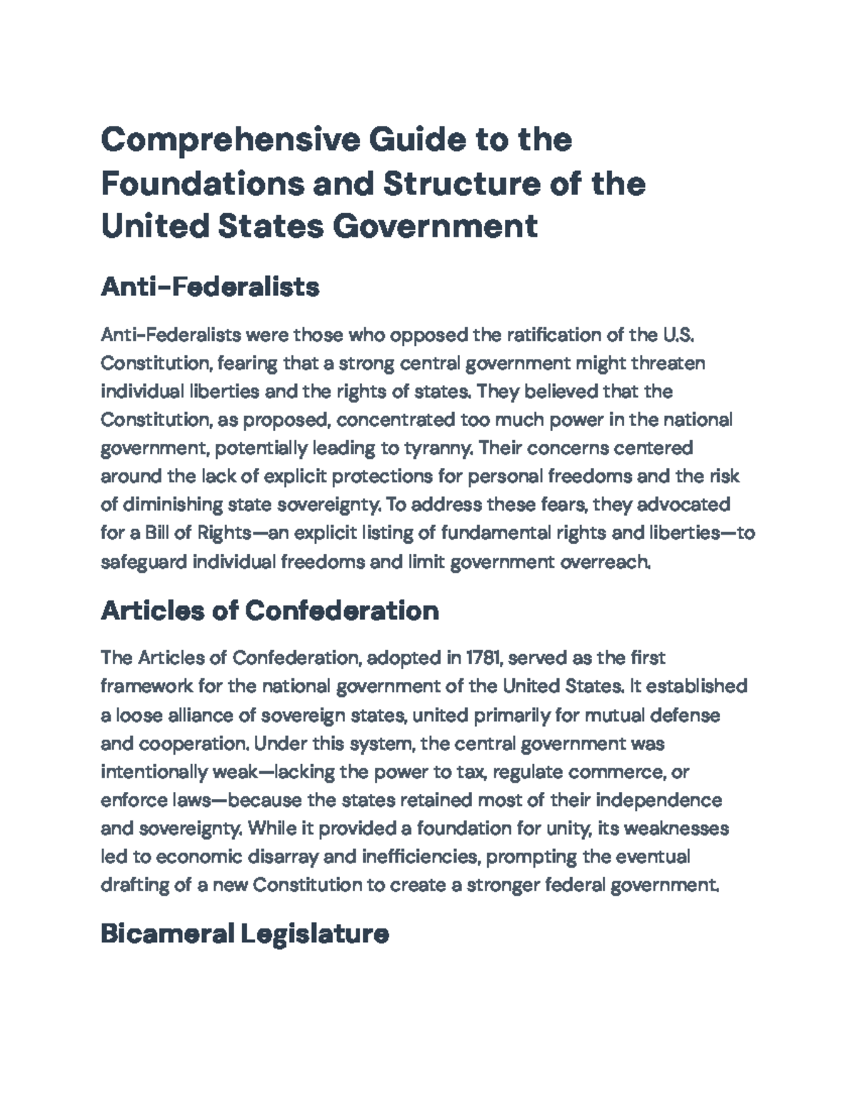 Comprehensive Guide to the Foundations & Structure of U.S. Government ...