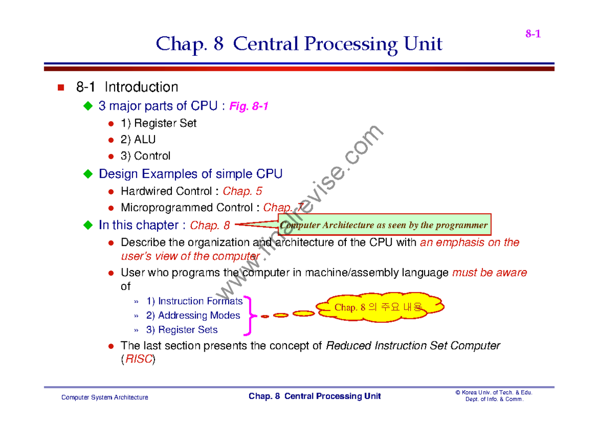 Computer System Architecture Chapter 8: CPU Overview by Morris Mano ...