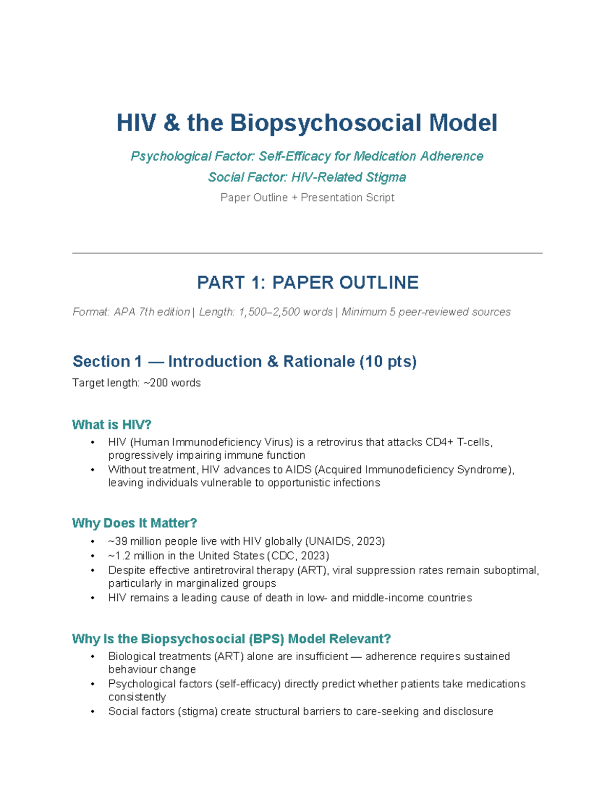 HIV BPS Model: Psychological & Social Factors Impacting Adherence - Studocu