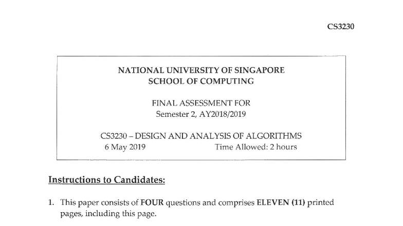 1819SEM2-CS3230(Q2-4) - CS3230 NATIONAL UNIVERSITY OF SINGAPORE SCHOOL ...