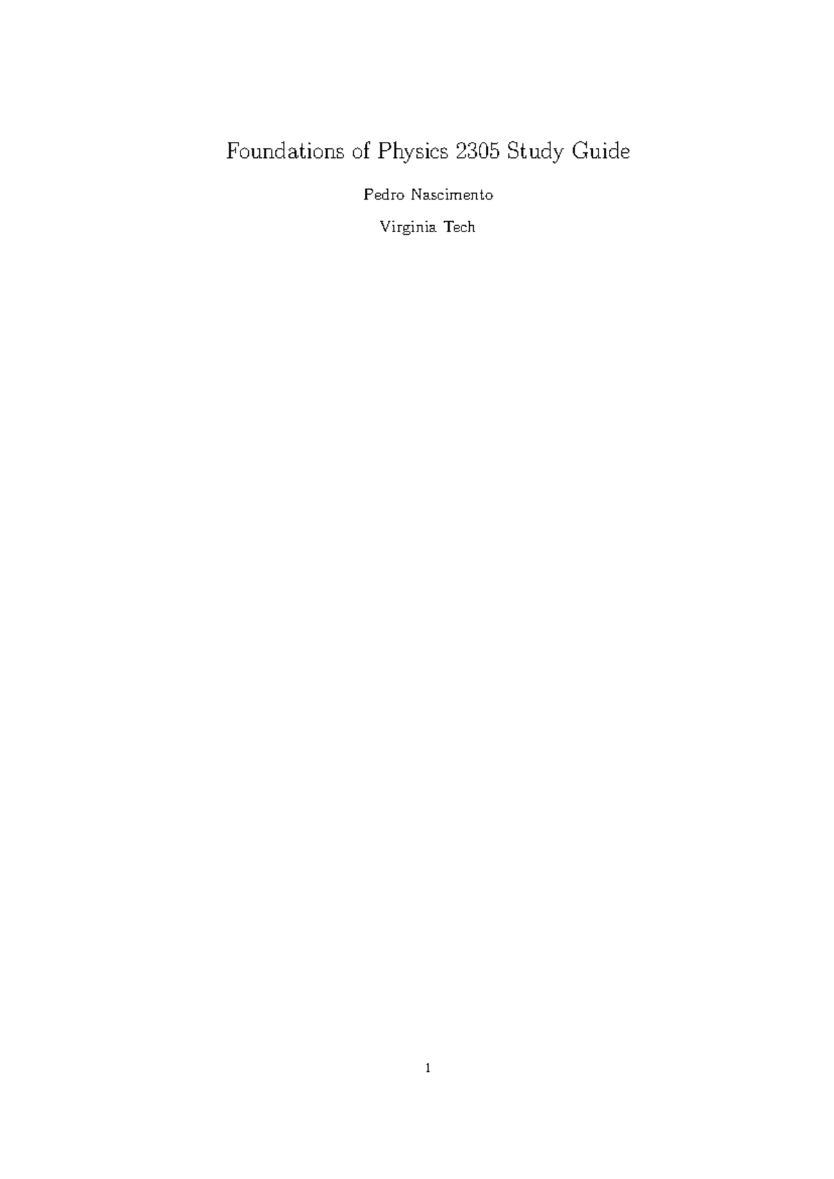 Foundations of Physics 2305 Study Guide - 3 Displacement 1 Velocity 1 ...