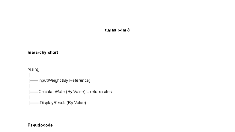 Tugas PDM3: Hierarchy Chart and Pseudocode Analysis - Studocu
