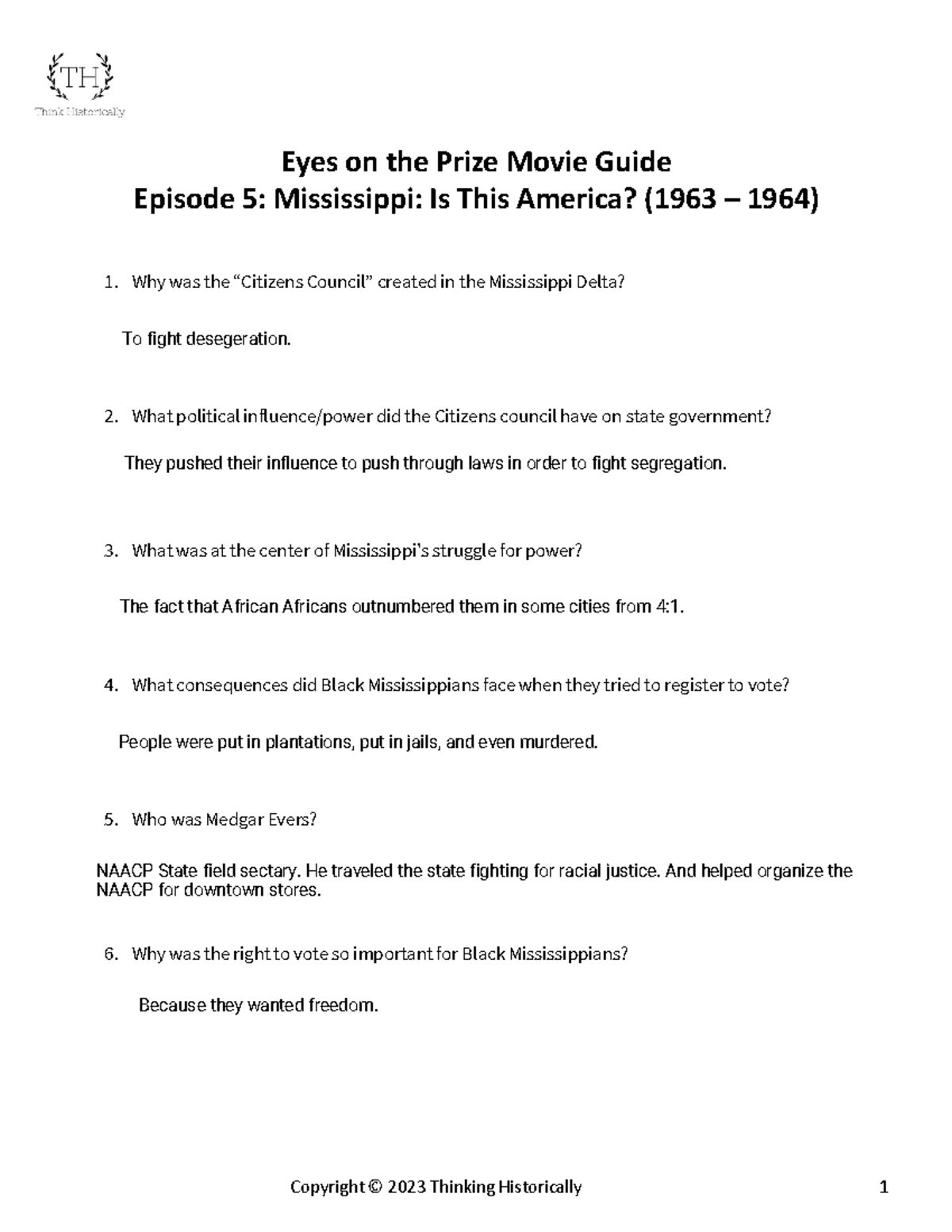 Eyes on the Prize Episode 5: Mississippi and the Fight for Freedom ...
