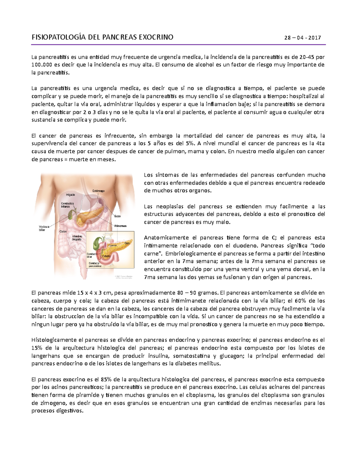 78) Fisiopatología del Páncreas Exocrino - CAG - DEL PANCREAS EXOCRINO ...
