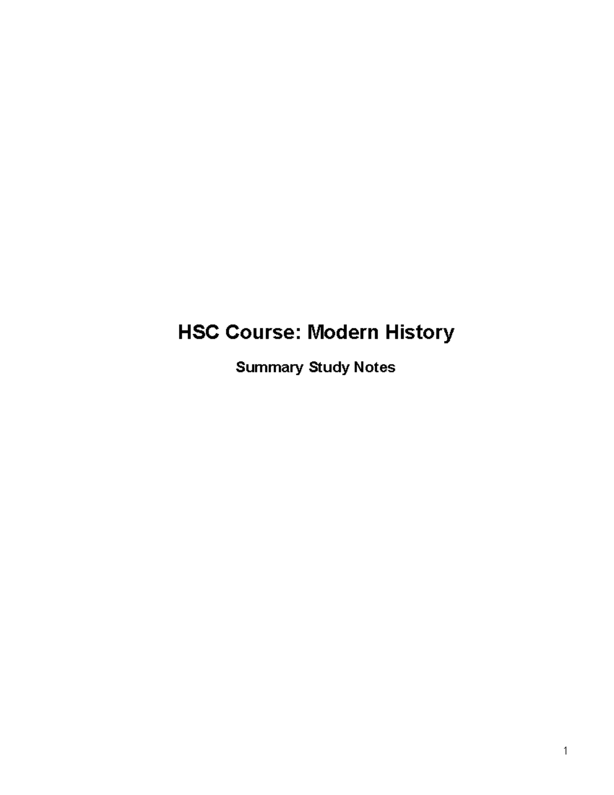 HSC Modern History Summary Notes (Trials): Power, Dictatorships & WW1 ...