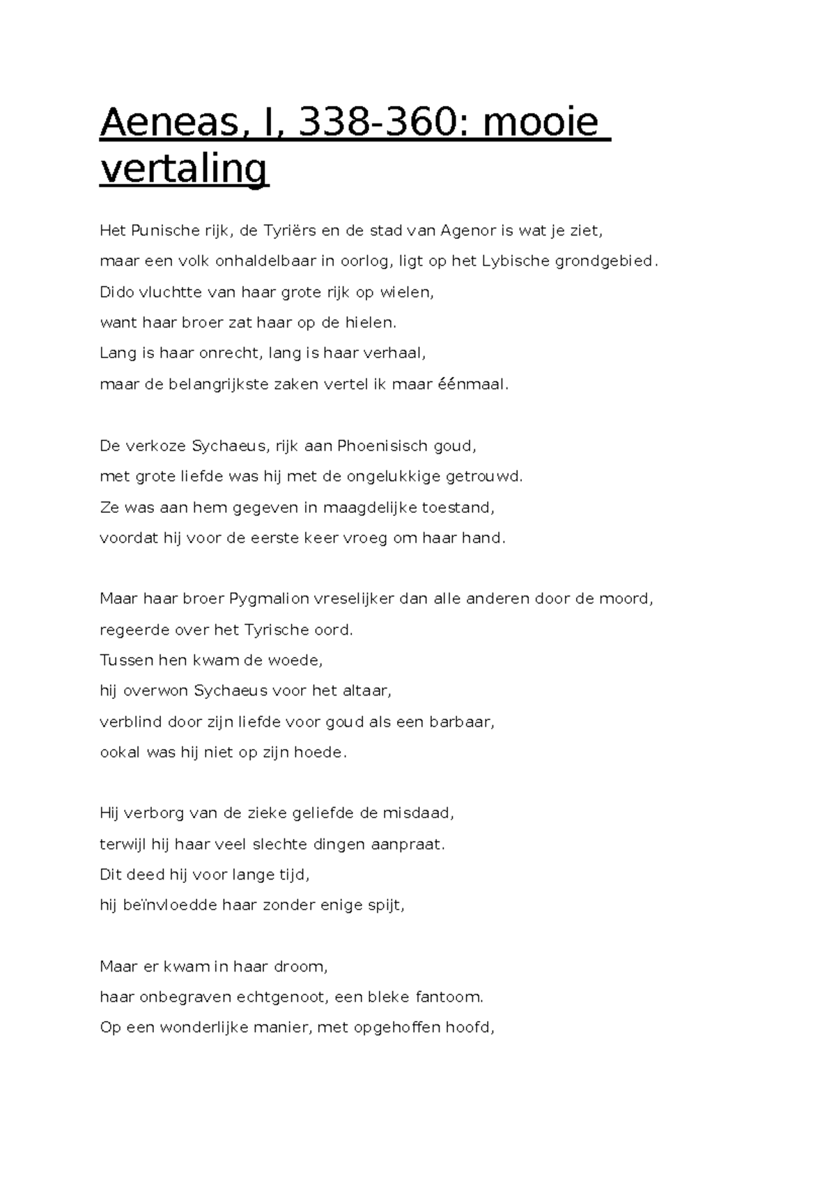 Aeneas, Mooi Vertaling 1, 338-360: Dido en Sychaeus' Tragisch Verhaal ...
