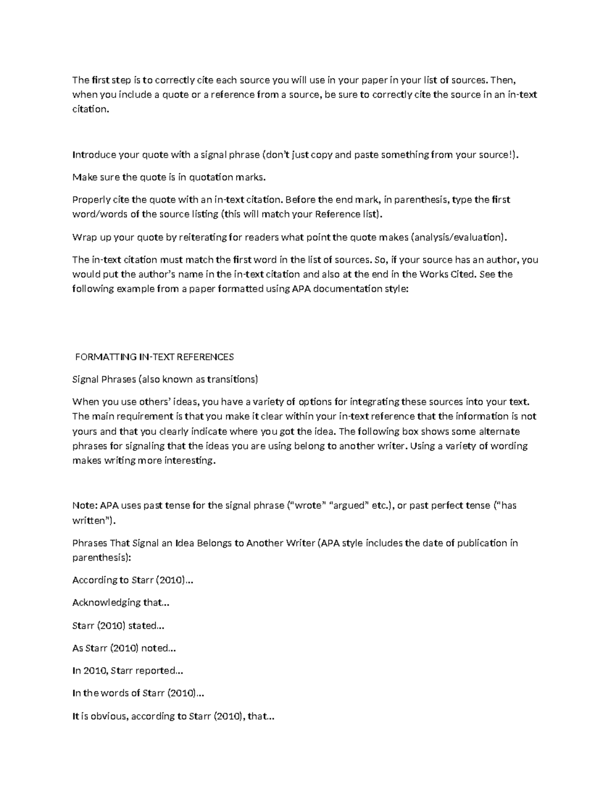 Citing Sources Correctly: A Guide to APA In-Text Citations - Studocu