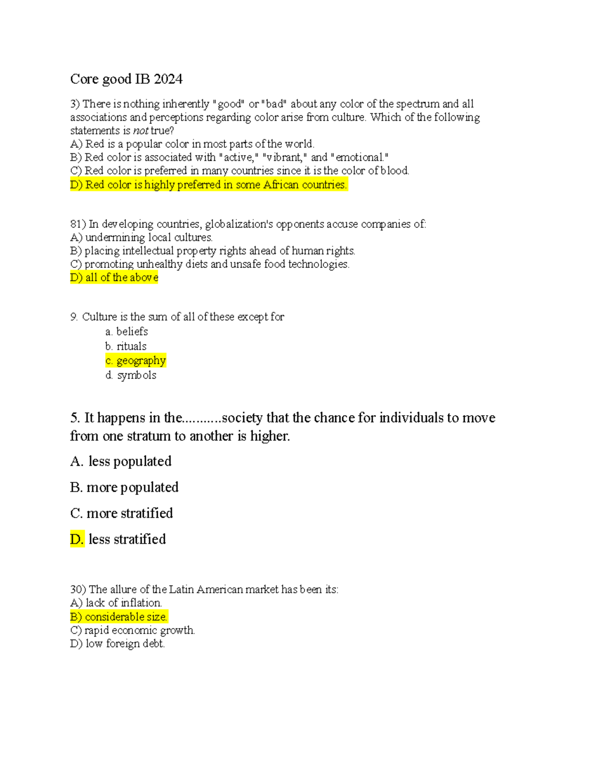 IB 2024 Core Concepts: Culture, Globalization, and Market Dynamics ...