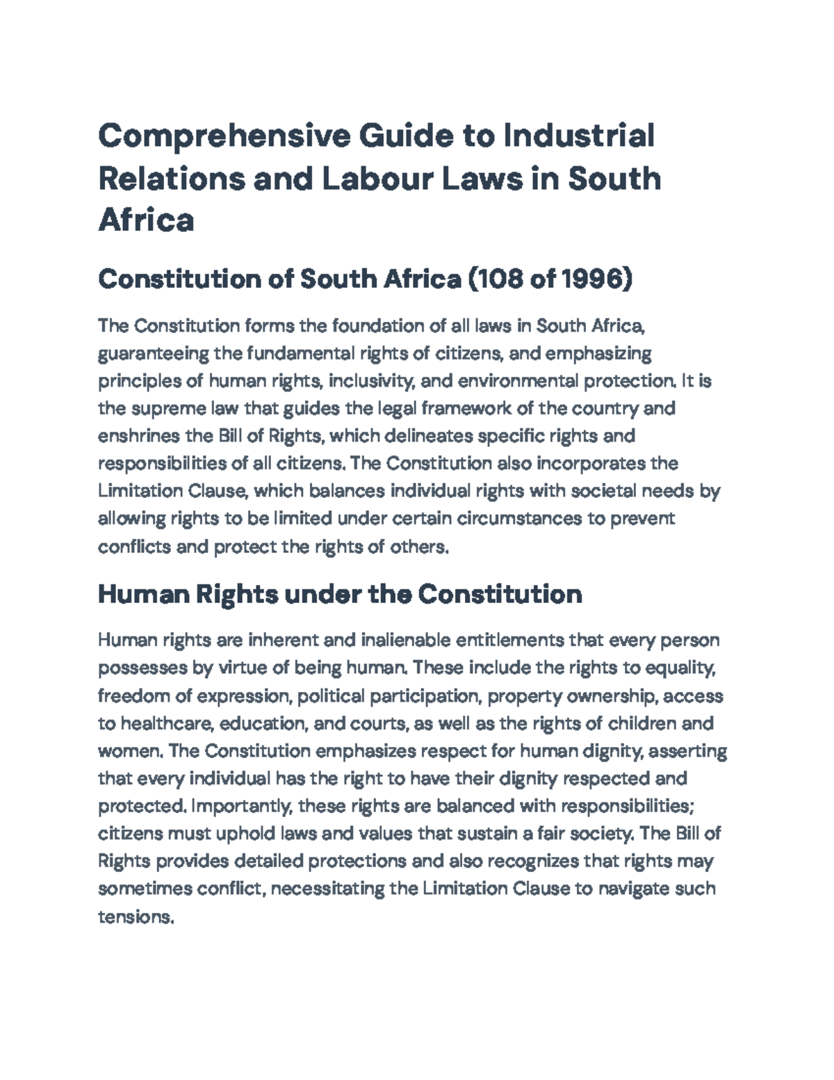 Comprehensive Overview of Industrial Relations & Labour Laws in SA ...