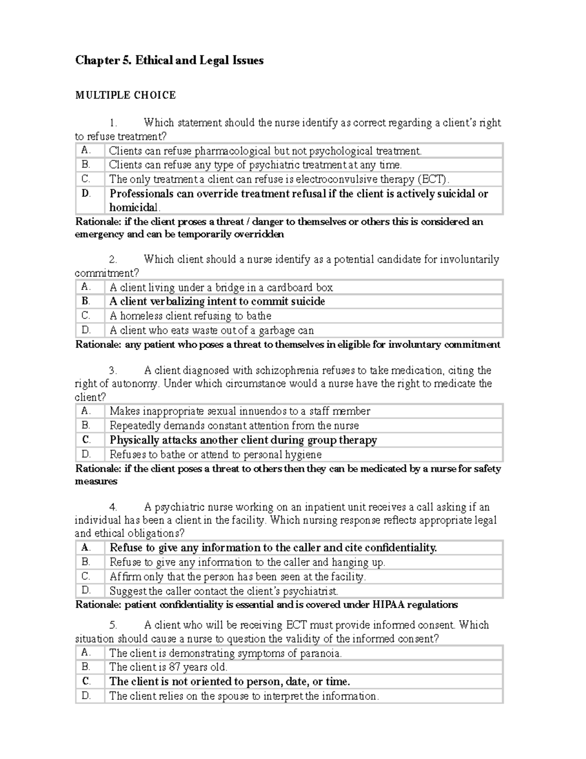 Ch05 Ethical & Legal Issues: Review Questions & Answers - Studocu