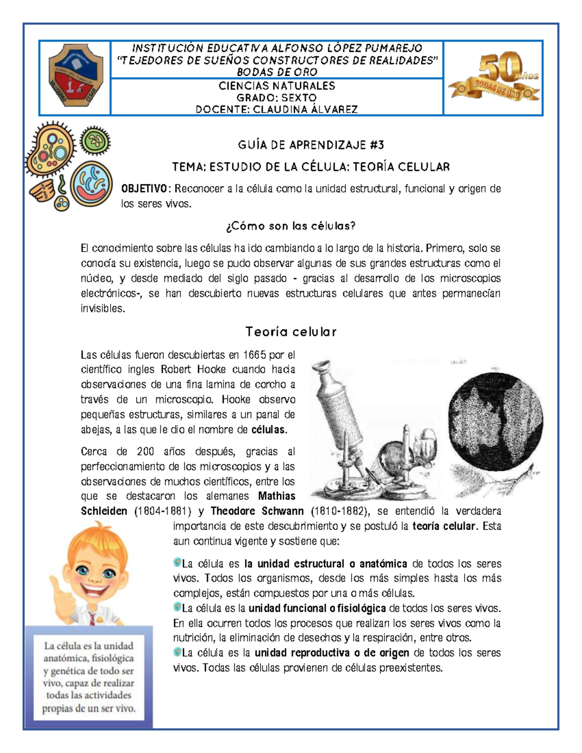 GUÍA 3 Teoria Celular Sexto - Biologia celular - UPB - Studocu