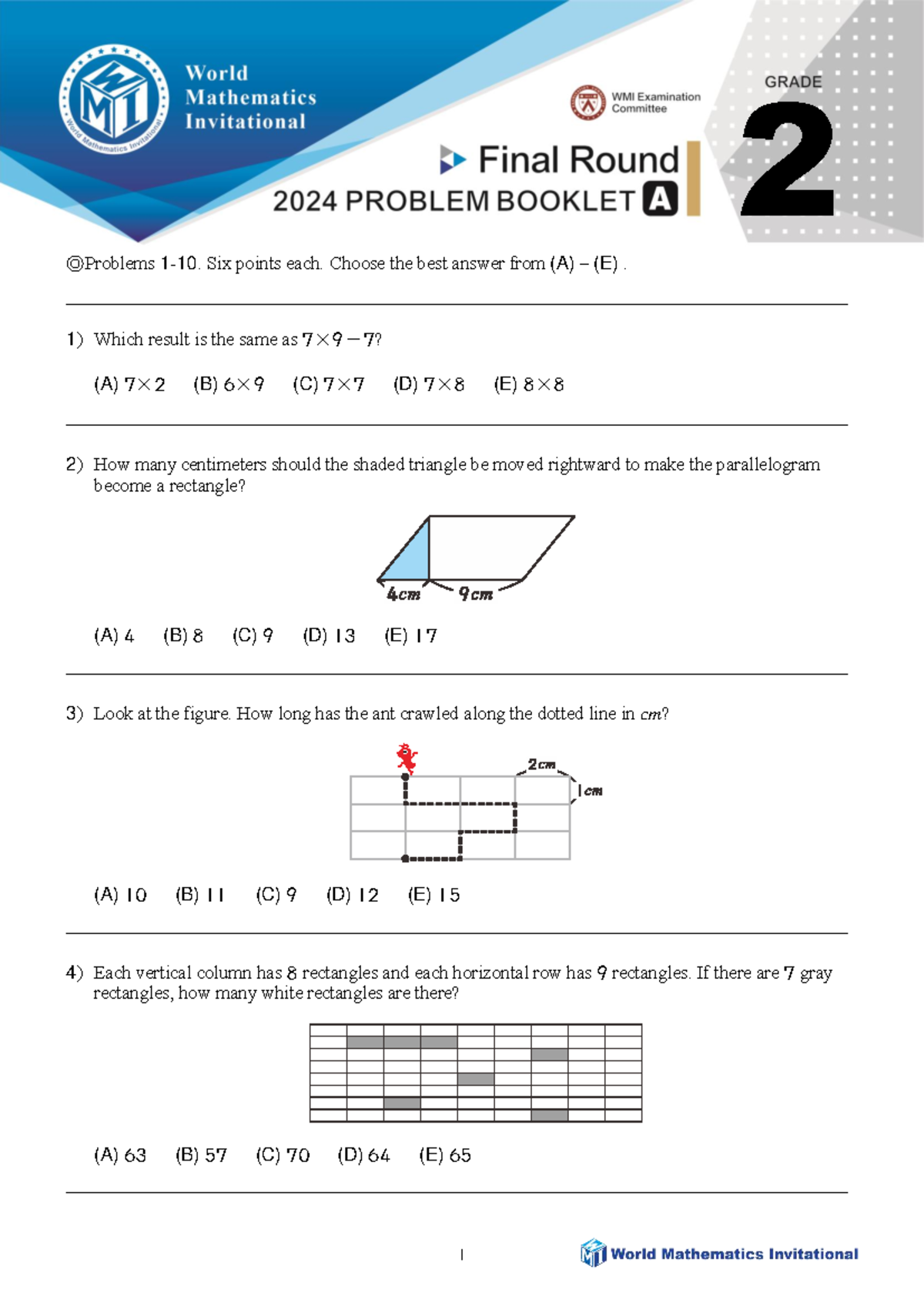 WMI 2024 Final Grade 02 Paper A: Multiple Choice Questions - Studocu