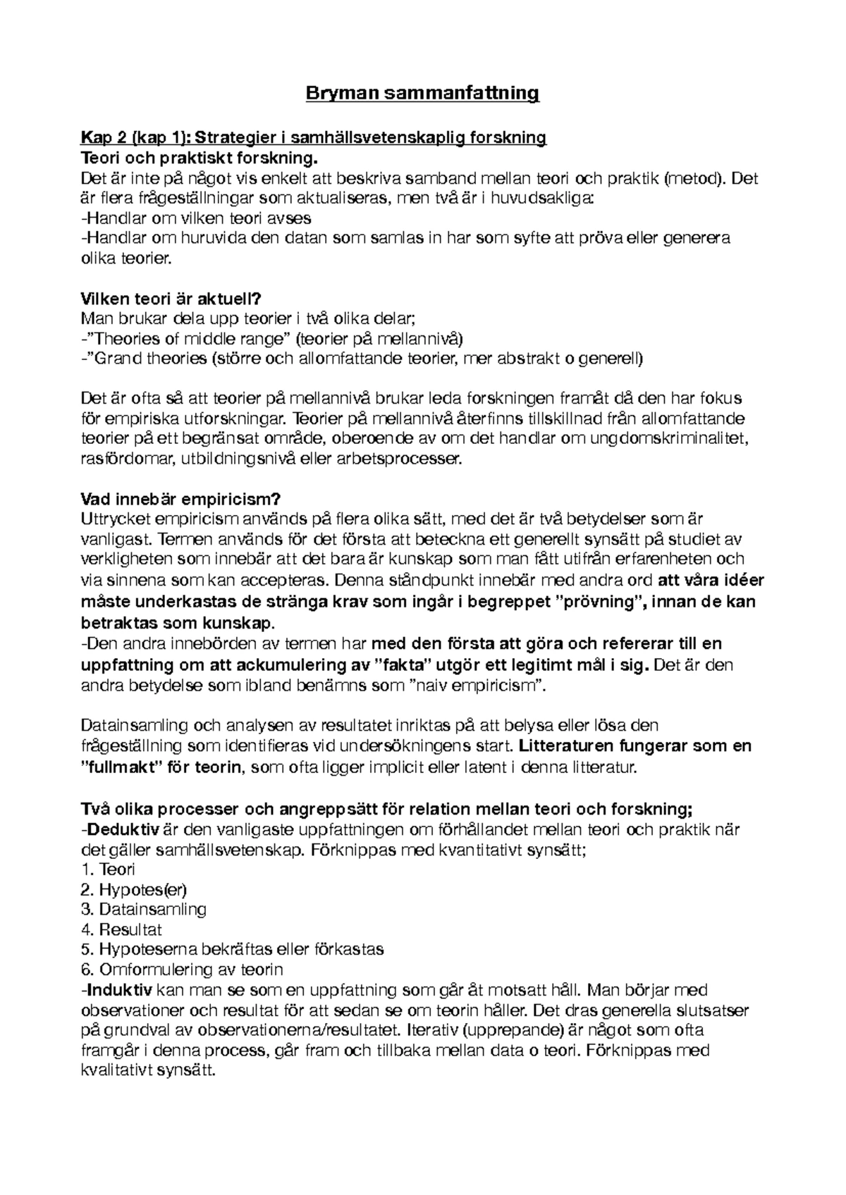 Sammanfattning Bryman på 30 sidor - Tenta – BRYMAN – kap 2- 3 kriterier ...