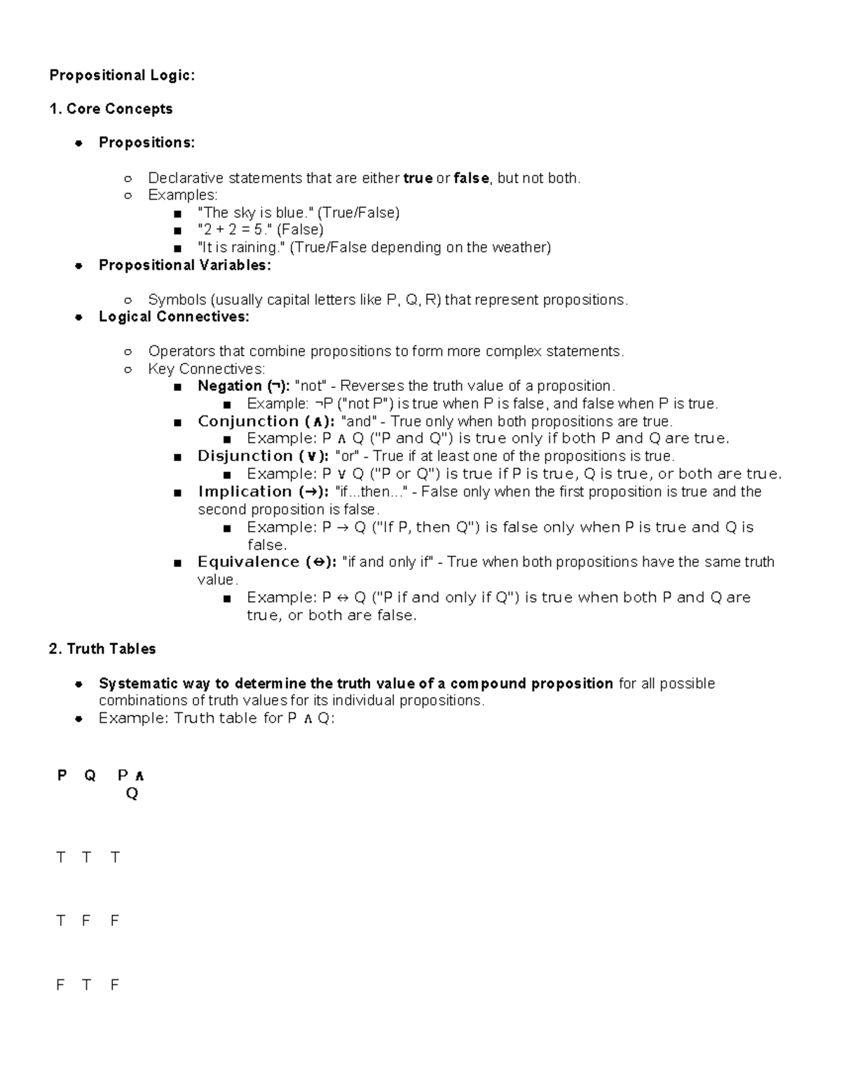Propositional Logic - Propositional Logic: Core Concepts Propositions ...