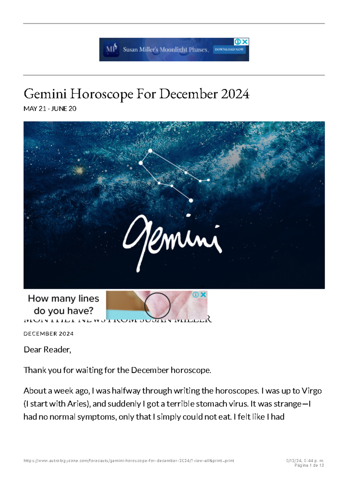 Susan Miller Astrology Zone - Gemini Horoscope For December 2024 ...