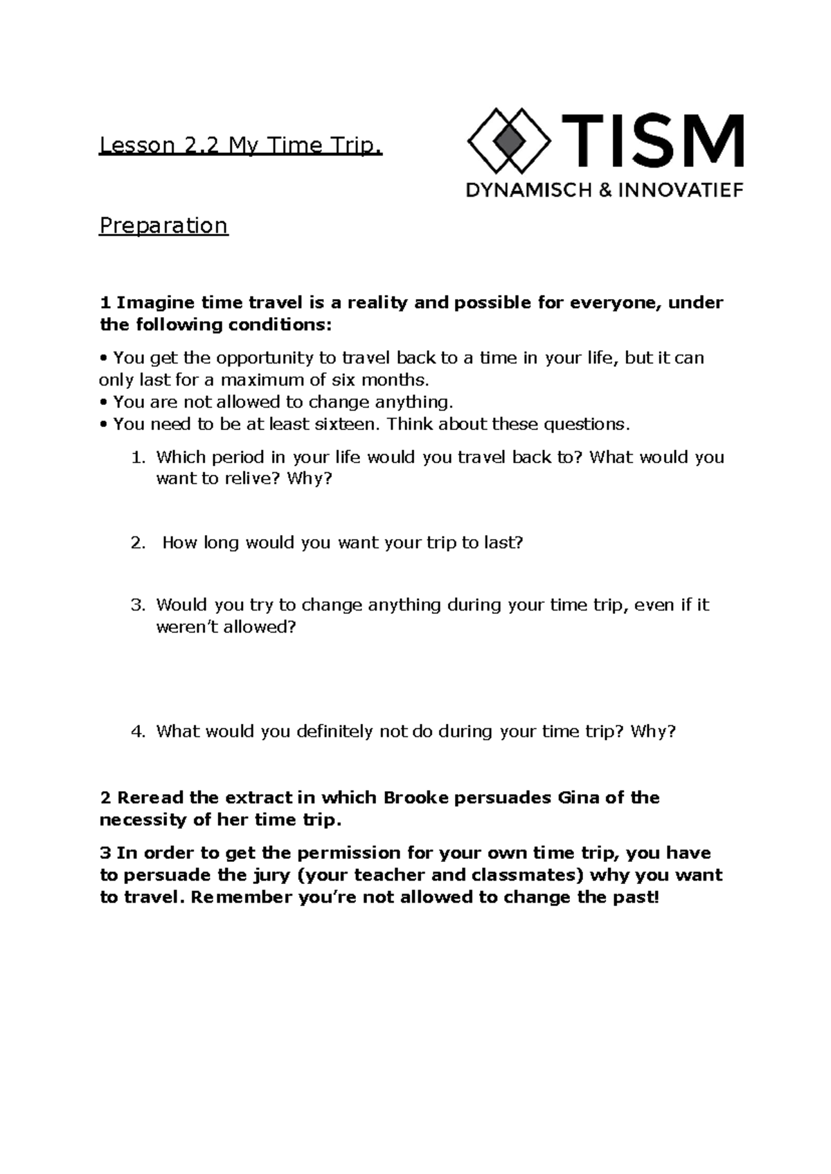 Lesson 2.2: Exploring the Concept of Time Travel - Studocu