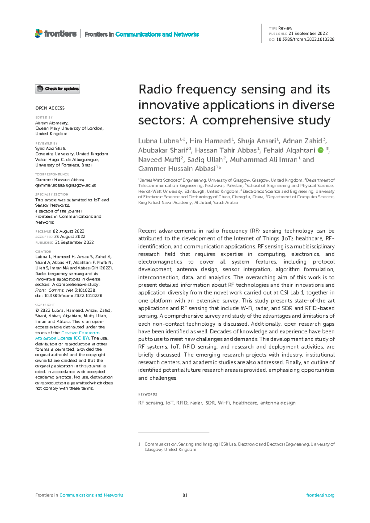 Radio frequency sensing and its innovative applica - RF sensing is a ...