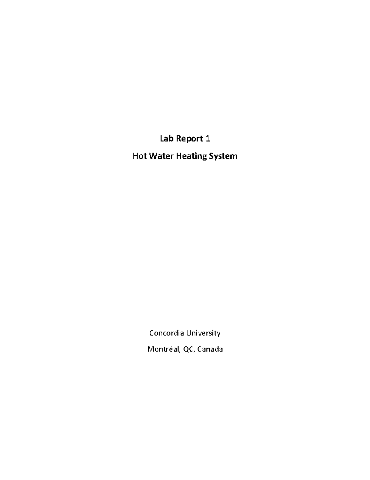 Lab1 - Hot Water Heating System Report (BLDG 371) - Studocu
