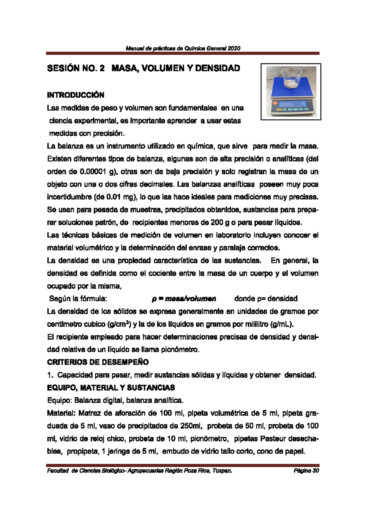 Práctica 2. Masa, volumen y densidad - Manual de prácticas de Química ...