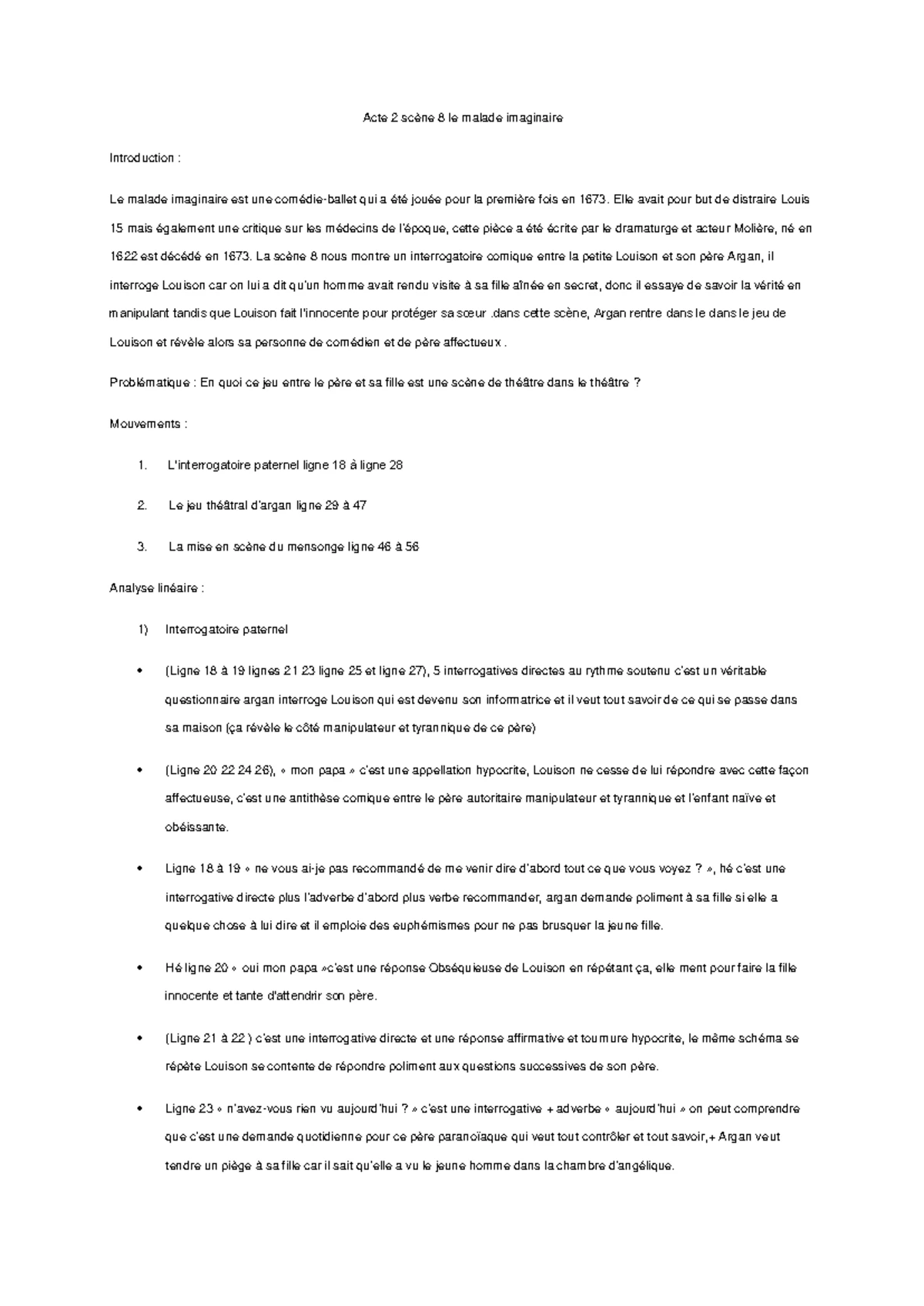 Analyse linéaire d'On ne badine pas avec, Acte I, Scène 2 - Studocu