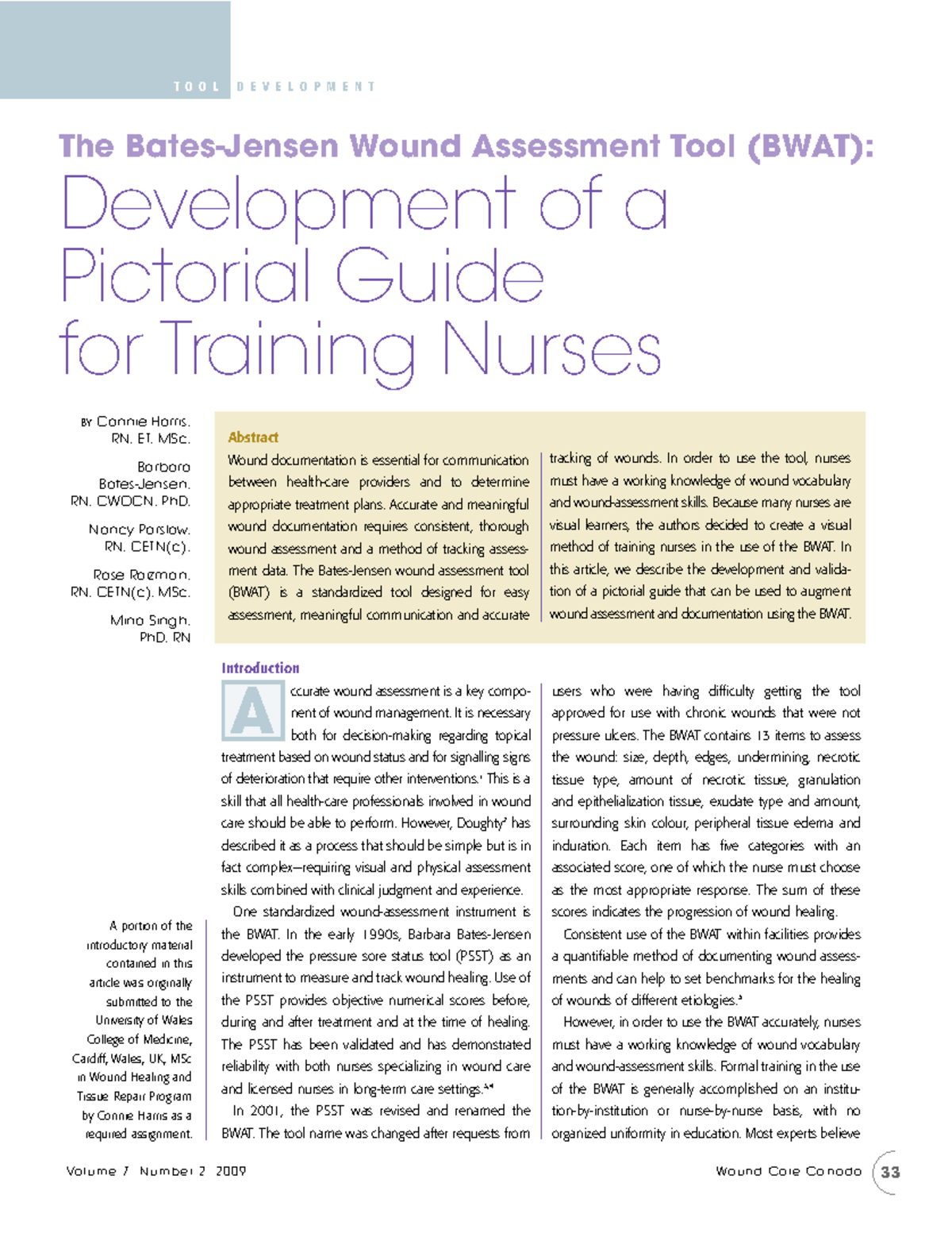 BWAT Tool Development: Pictorial Guide for Nurse Training - Studocu