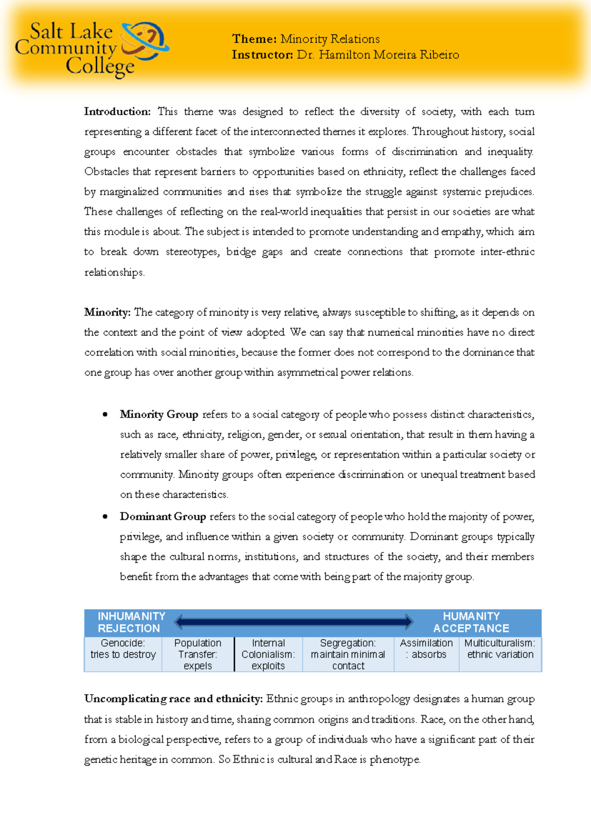 Minority Relations: Understanding Inequality and Social Justice (Course ...