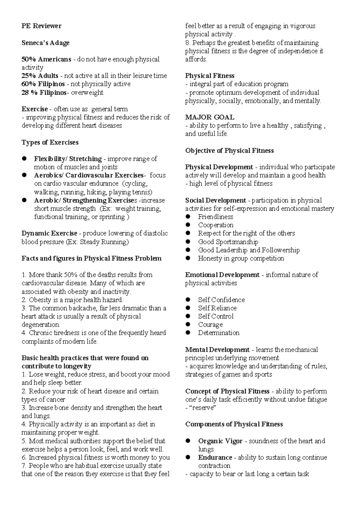 PE-Reviewer: Understanding Physical Fitness & Its Importance - Studocu