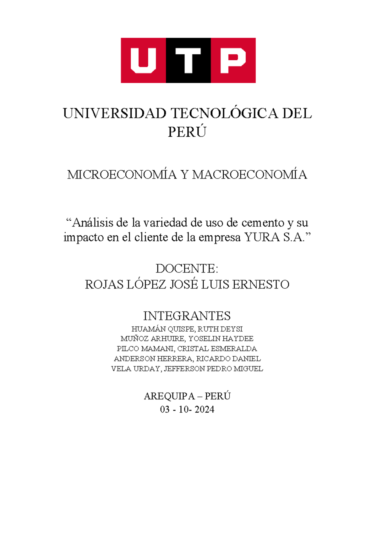 TA1 Micro y Macro: Análisis del Cemento Yura y Su Impacto en el Mercado ...