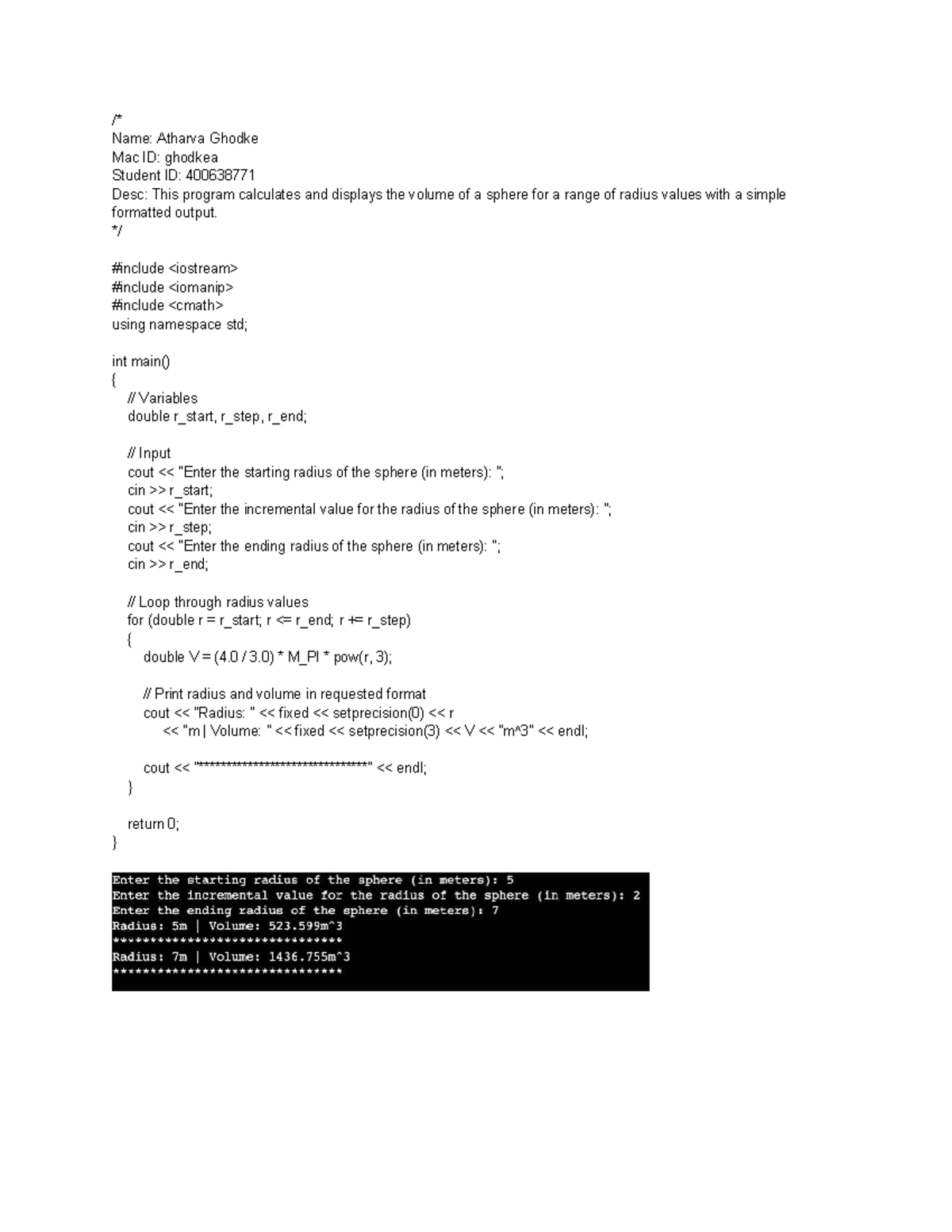 C++ Lab #2: Sphere Volume Calculation and Input Validation - Studocu