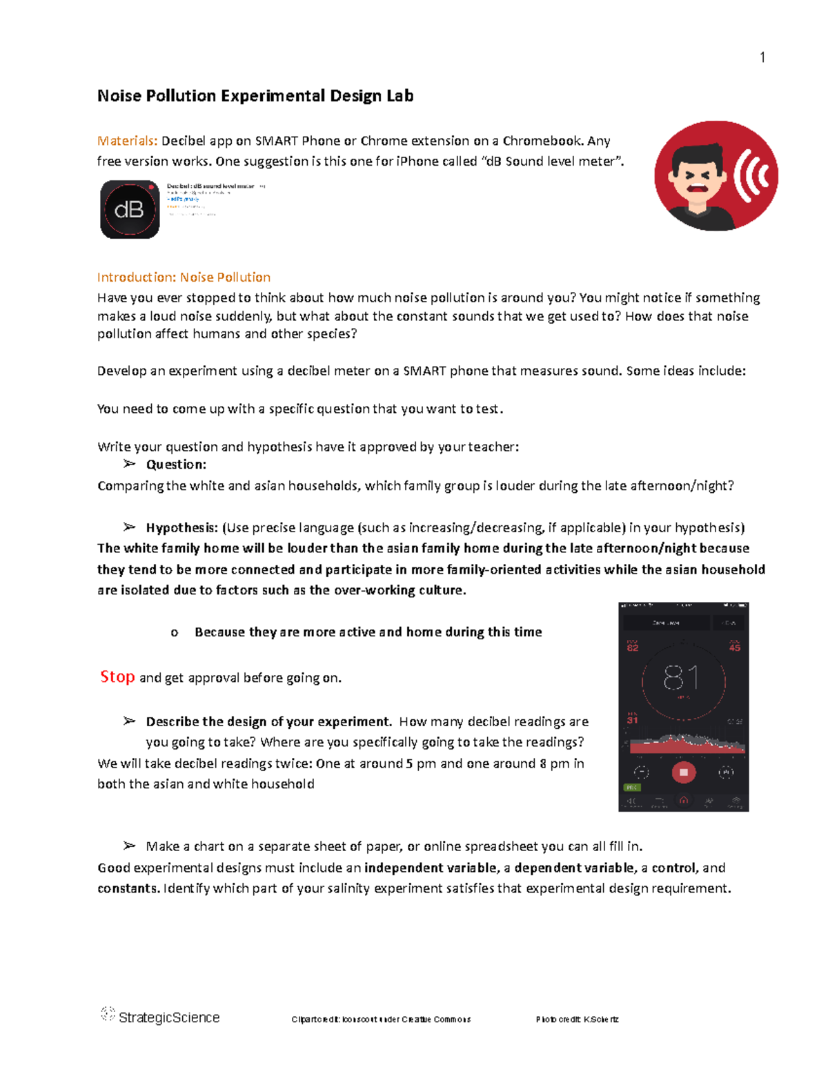 Noise Pollution Lab Experiment Design: Comparing Decibel Levels in ...
