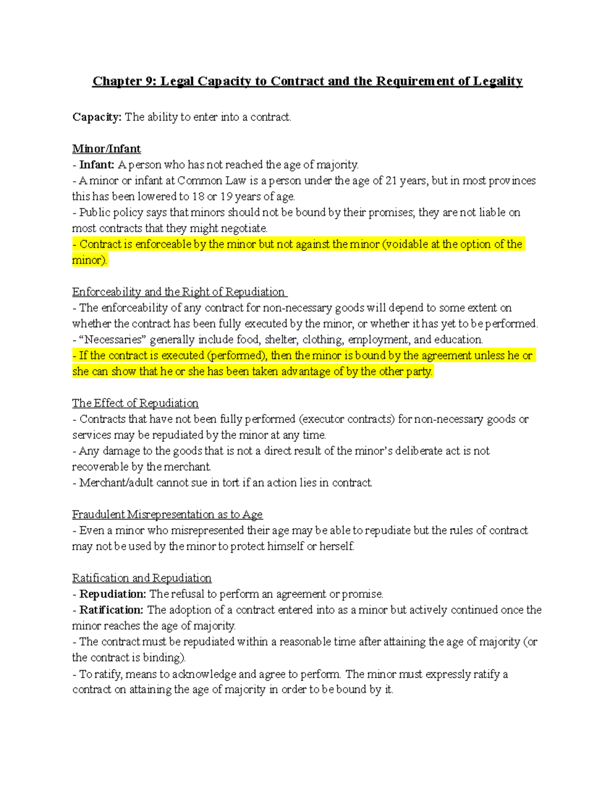 Chapter 9 adms 2610 - Summary Contemporary Canadian Business Law ...