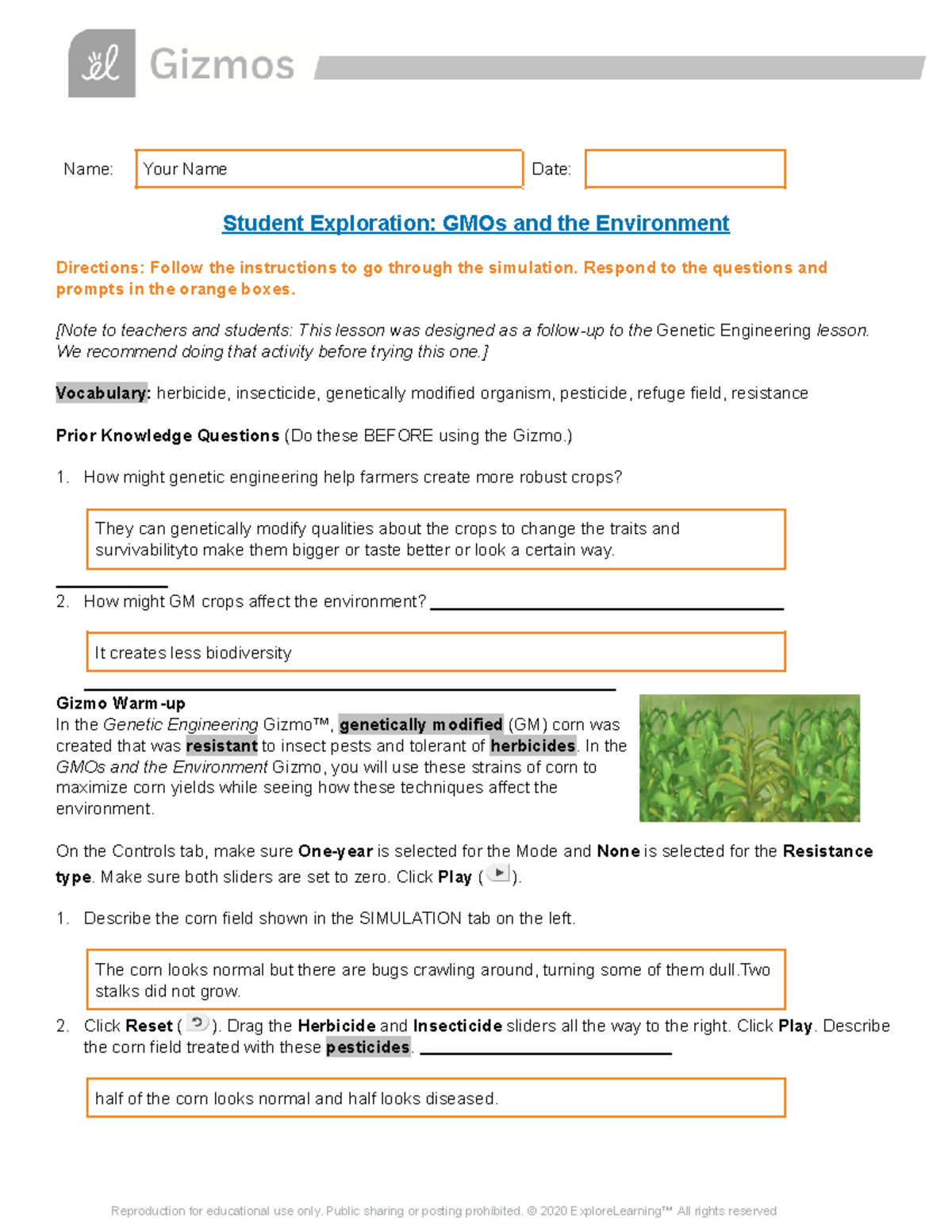 Exploration of GMOs and Environmental Impact SE MOD - Studocu