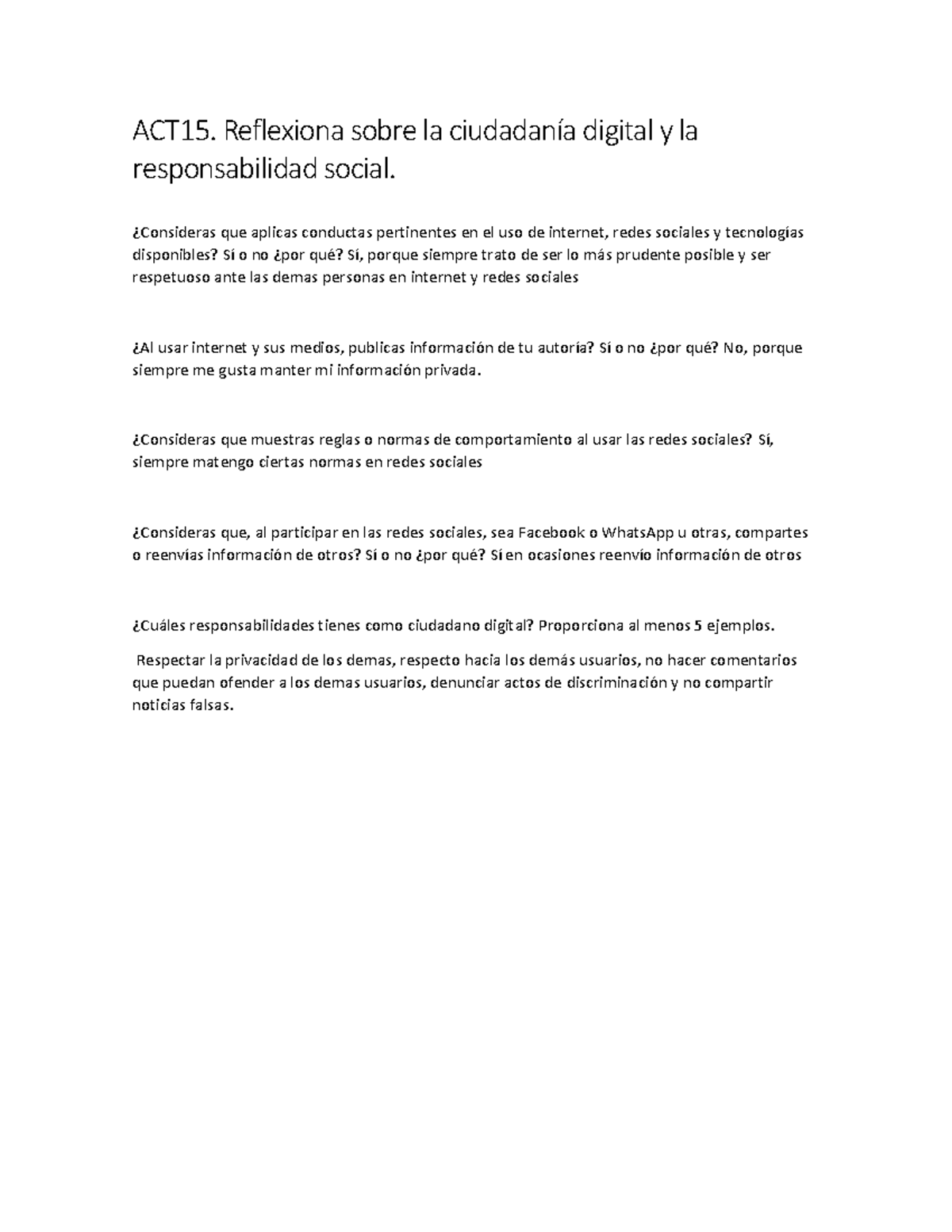 ACT15­­­ Efrain Cruz - Actividad de materia de relleno que nadie necesita. - ACT15. Reflexiona ...