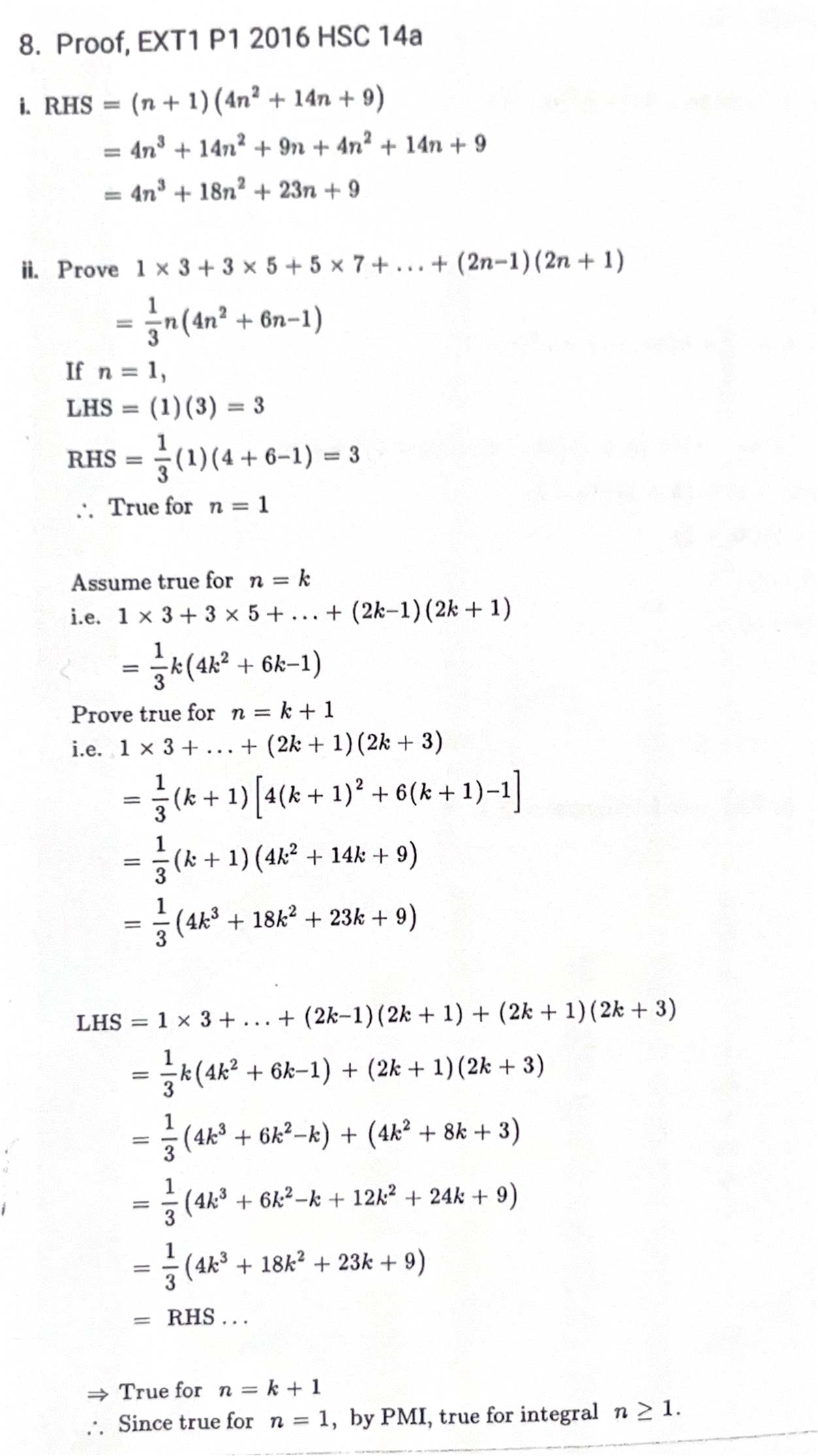 Induction Proofs: EXT1 P1 2016 HSC Solutions - Studocu
