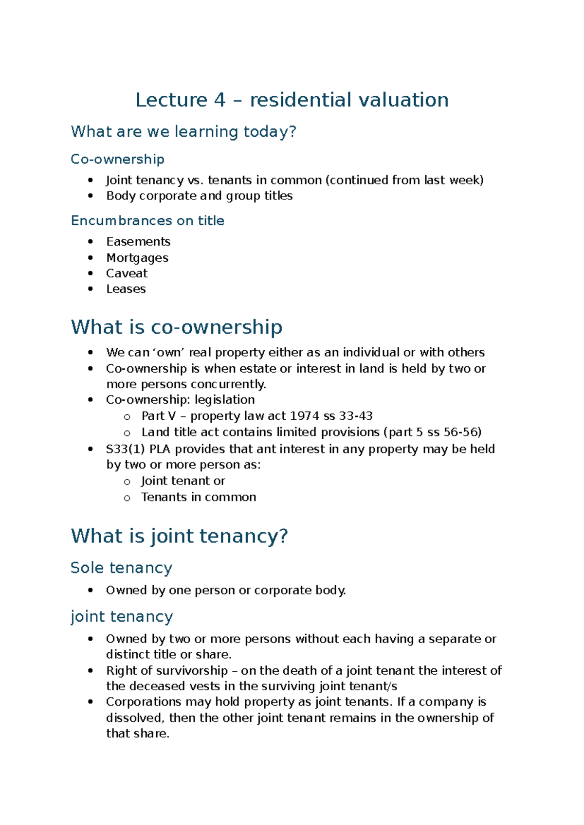 Lecture 4 residential valuation - Lecture 4 – residential valuation ...