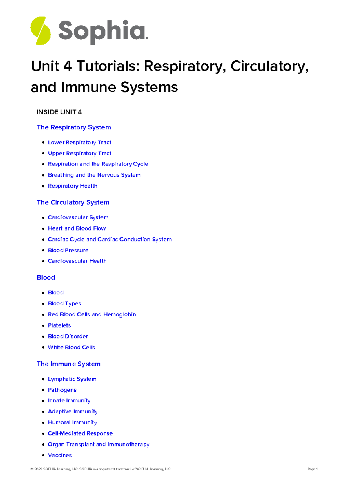 Unit 4 tutorials respiratory circulatory and immune systems - Unit 4 ...