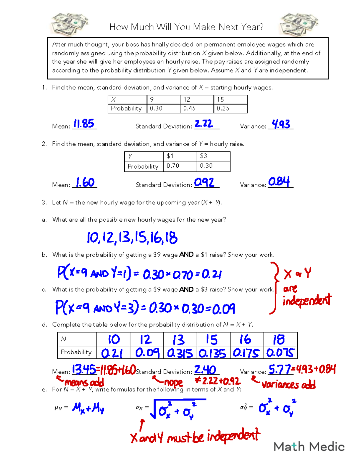 Lesson 6.4 Answer Key: AP Stats (24684057) - Wage Probability ...