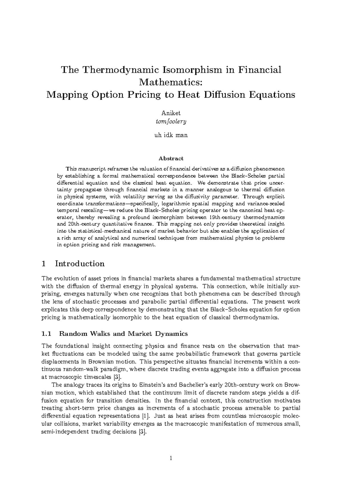 Thermodynamic Isomorphism in Finance: Option Pricing & Heat Diffusion ...