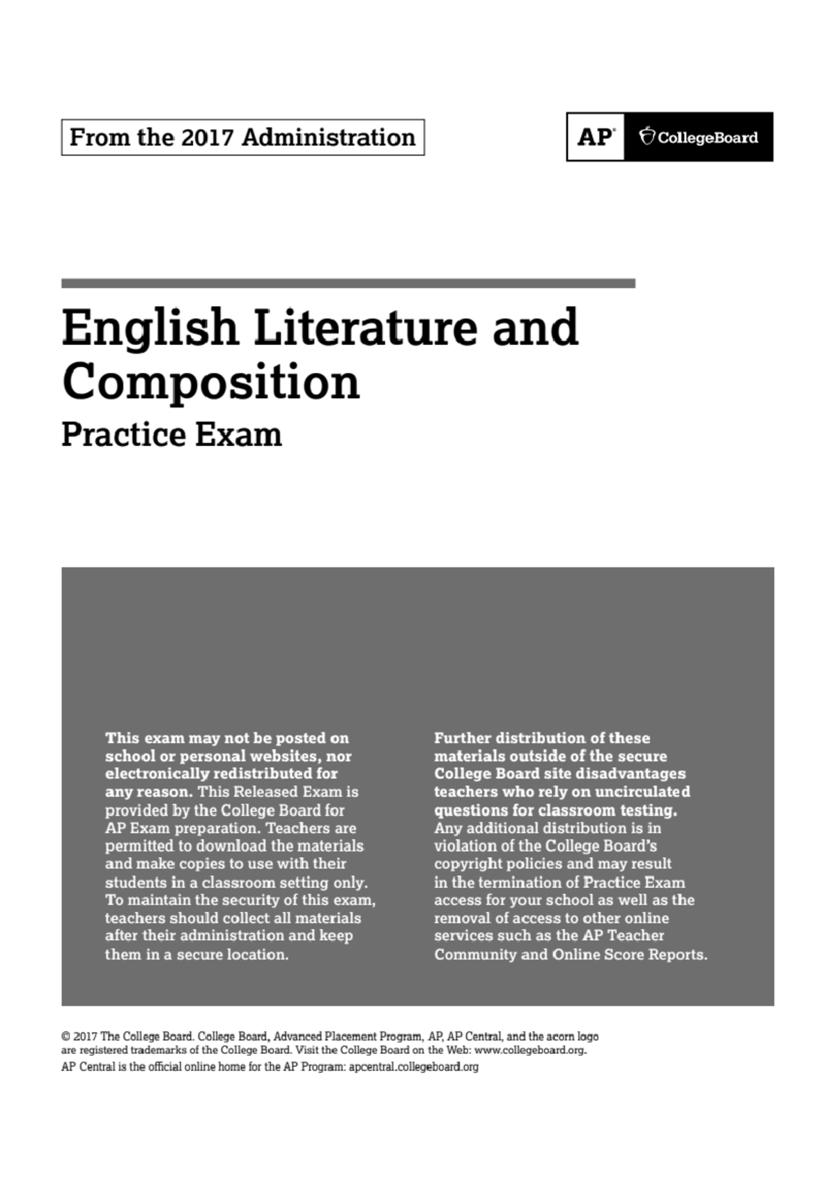 AP Literature Exam Review Notes - AP Exam 2017 - Studocu