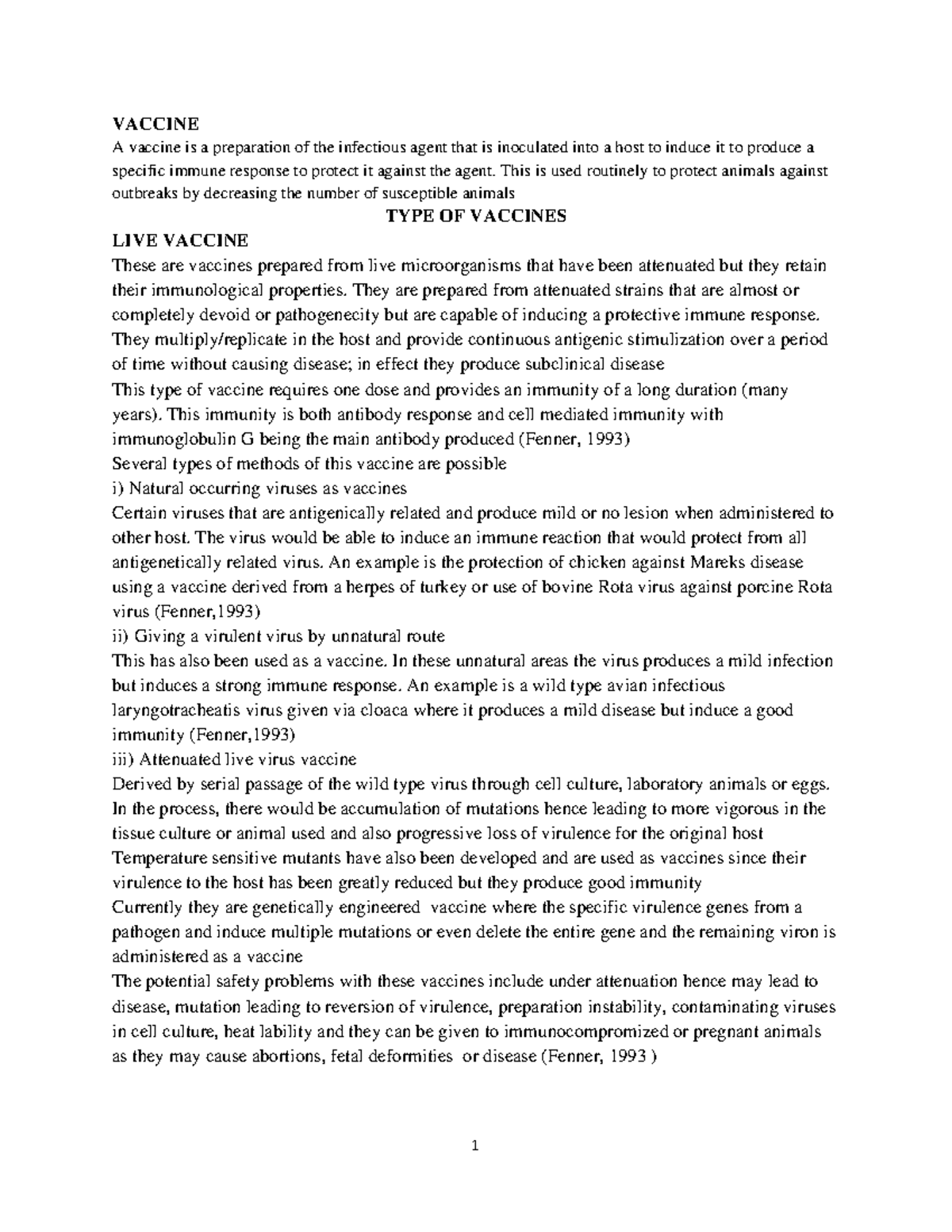 Vaccinology Notes - Immunology & Vaccine Types (Course Code: VACCINE ...